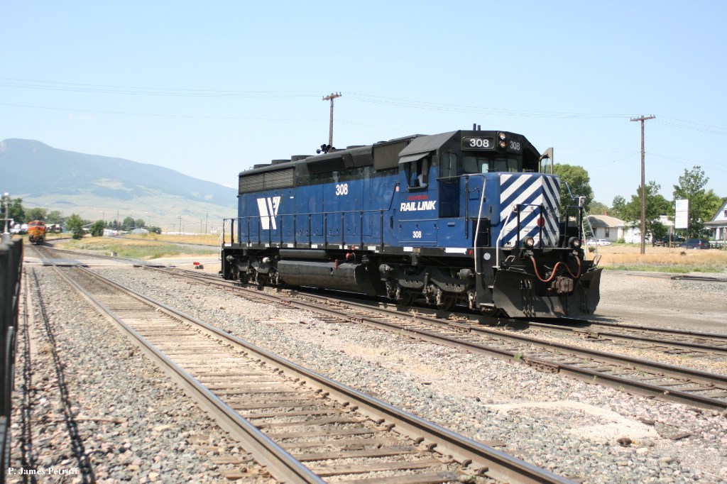 MRL 308 (SD45-2) adding power onto Vancouver grain train consist